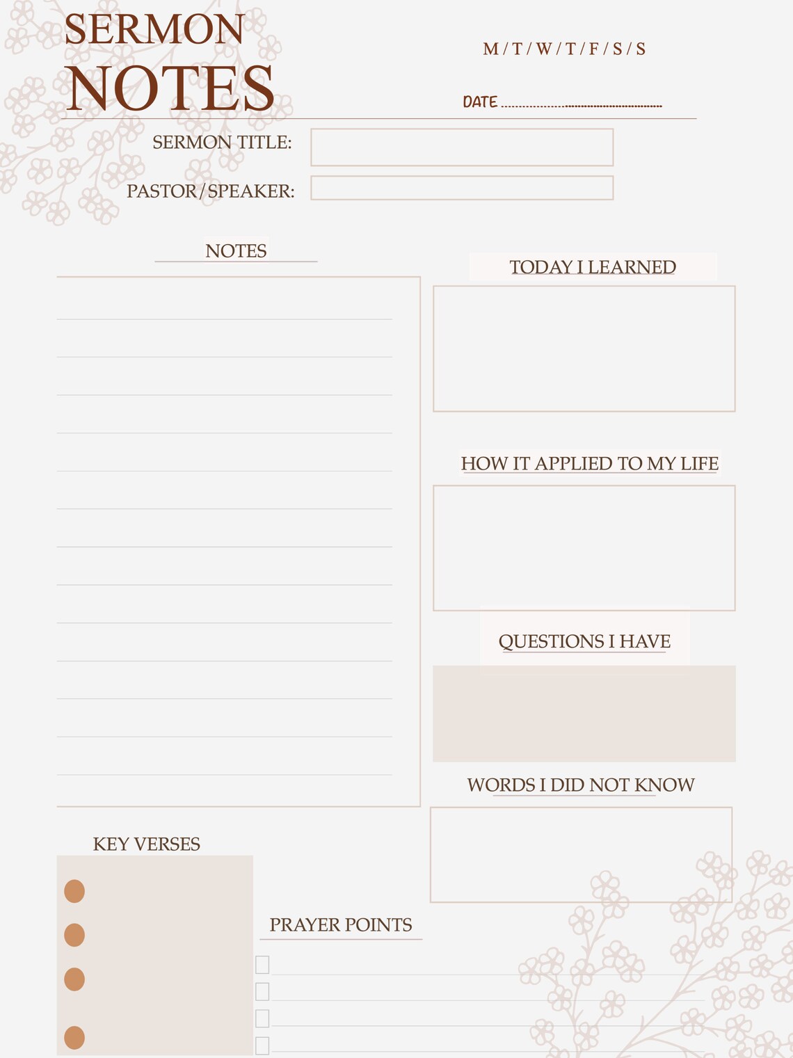 Sermon Notes Printable | Church Notes Journal | Sermon Notes | Bible ...