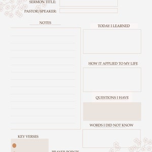 Sermon Notes Printable | Church Notes Journal | Sermon Notes | Bible ...