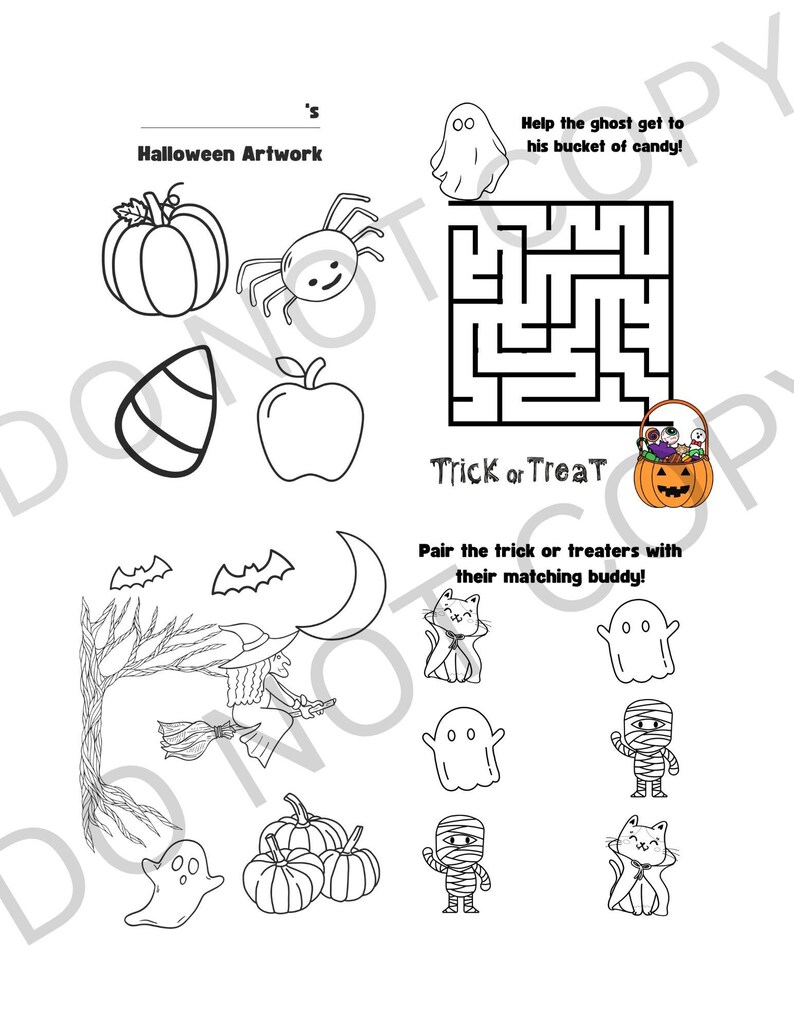 Halloween Coloring Pages Digital Print Instant Download - Etsy