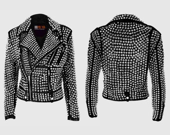 Heavy Metal Cone Studded Patches Jacket Men's Bikers - Etsy