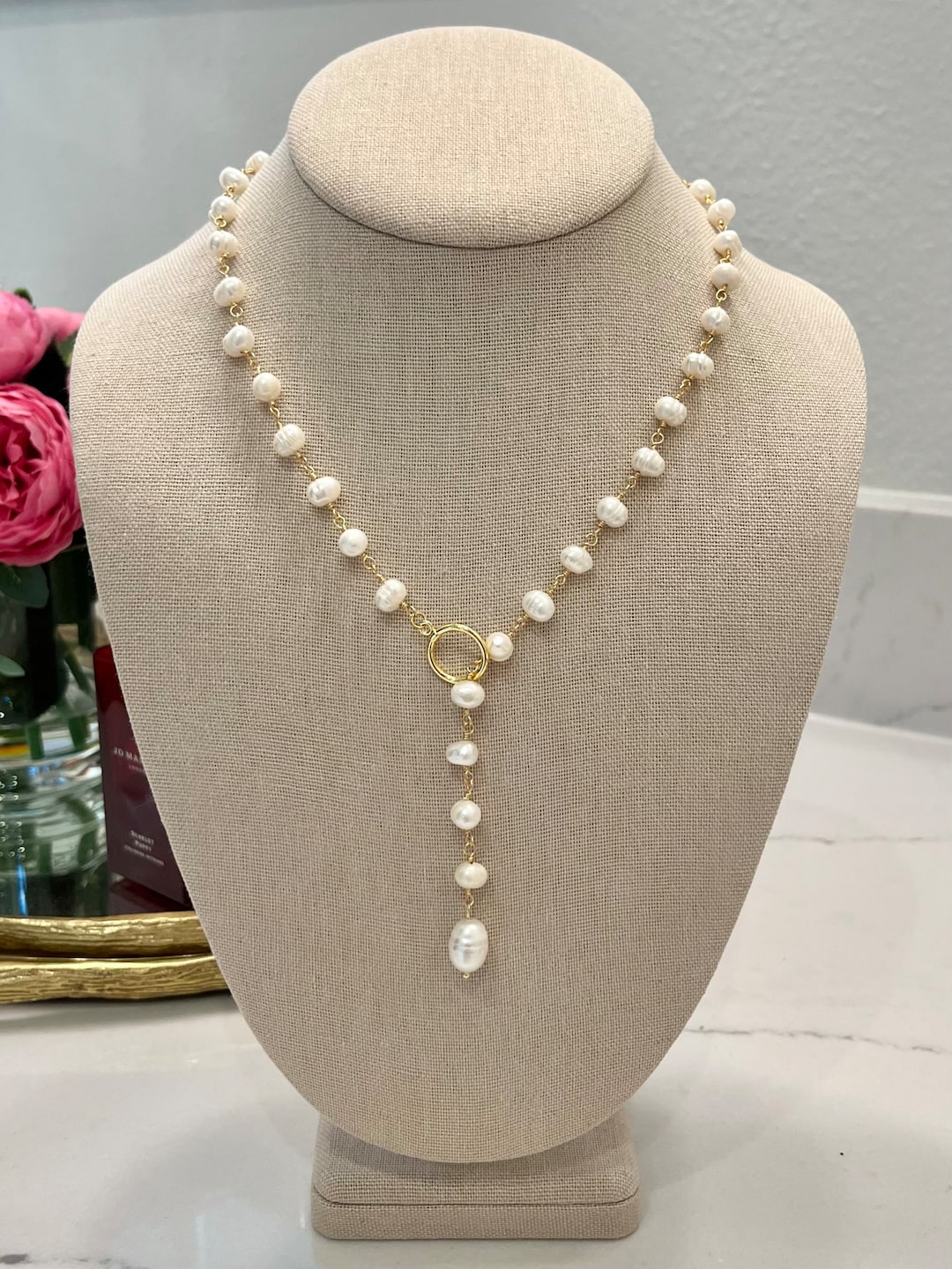 Freshwater Pearl Lariat Necklace - Etsy