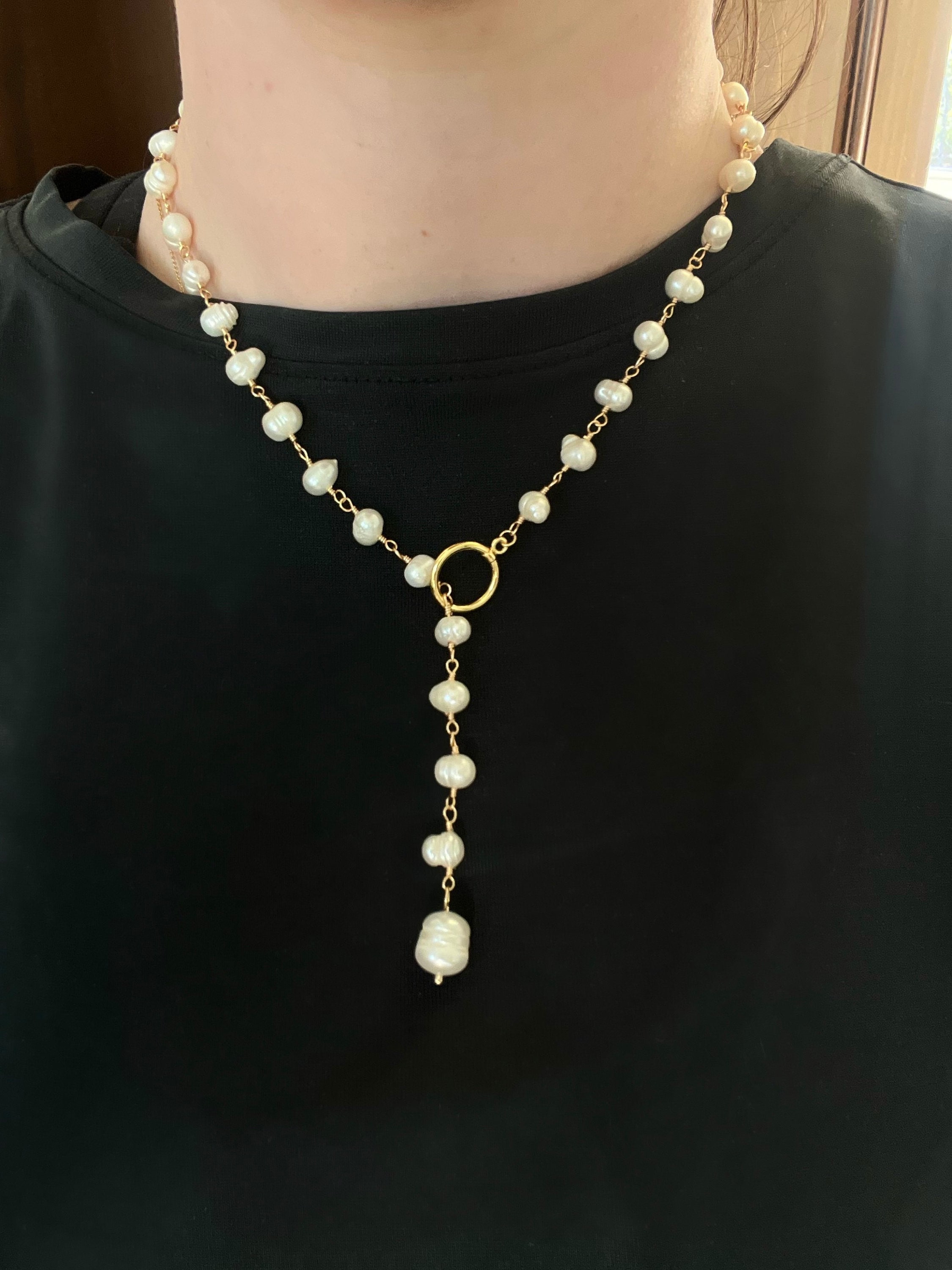 Freshwater Pearl Lariat Necklace - Etsy