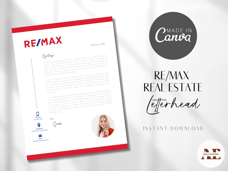 RE/MAX Letterhead | Real Estate Letterhead Template | for Realtors ...