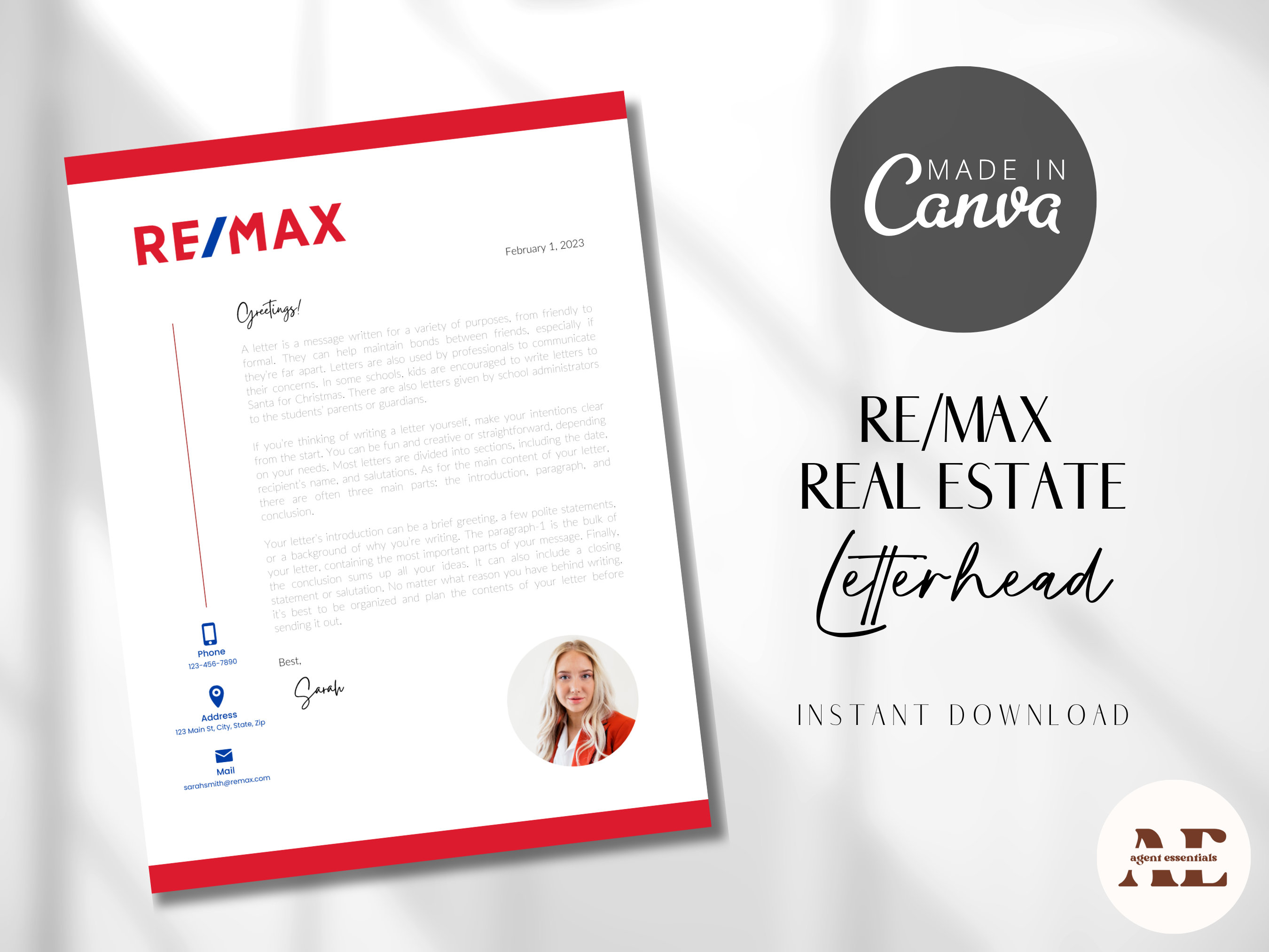 RE/MAX Letterhead | Real Estate Letterhead Template | for Realtors ...