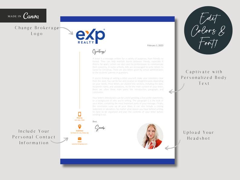 Exp Letterhead | Real Estate Letterhead Template | for Realtors | Canva ...