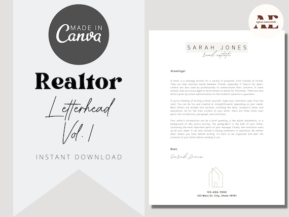 Realtor Letterhead Real Estate Letterhead Template for - Etsy