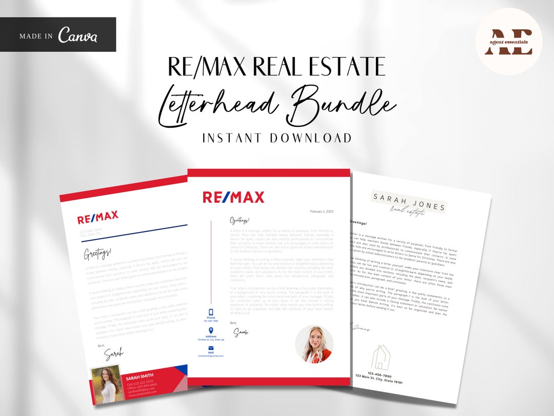 RE/MAX Letterhead Bundle | Real Estate Letterhead Template | for ...