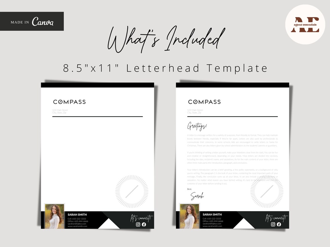 Compass Letterhead Template | Real Estate Letterhead Template | for ...