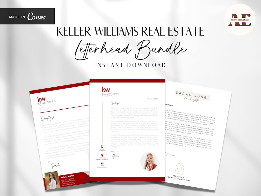 Keller Williams Letterhead Bundle | Real Estate Letterhead Template ...