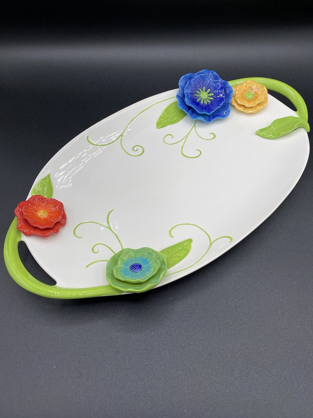 Grasslands Road Floral Platter Plate - Etsy