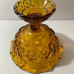 Vintage LE Smith Amber Glass Moon and Stars Pattern Large Open Fluted ...