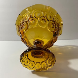 Vintage LE Smith Amber Glass Moon and Stars Pattern Large Open Fluted ...