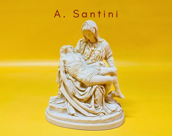 Vintage A Santini Pieta Sculpture Made in Italy Signed Religious ...