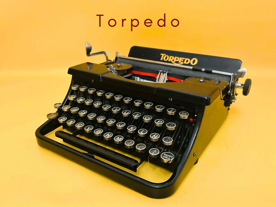 Vintage Torpedo Typewriter C.G. Zimmermann Stuttgart 1930s Black Enamel ...