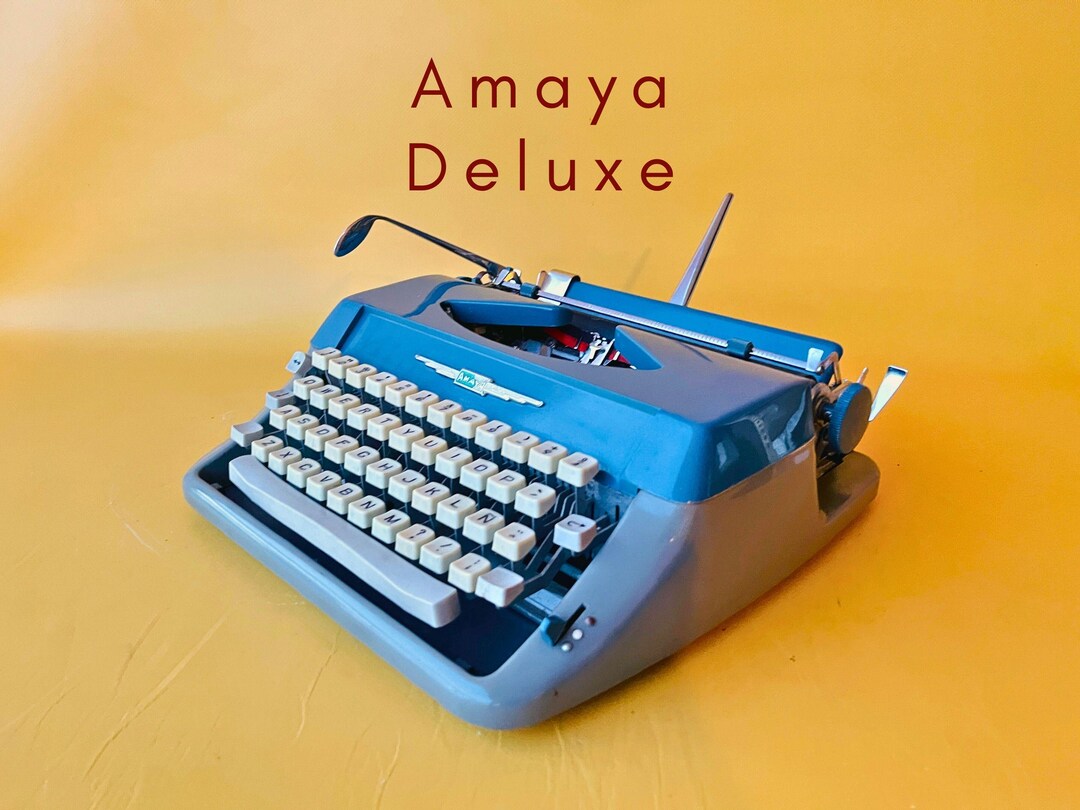 Working Typewriter Amaya Deluxe 1970s Blue and Beige Typewriter With ...