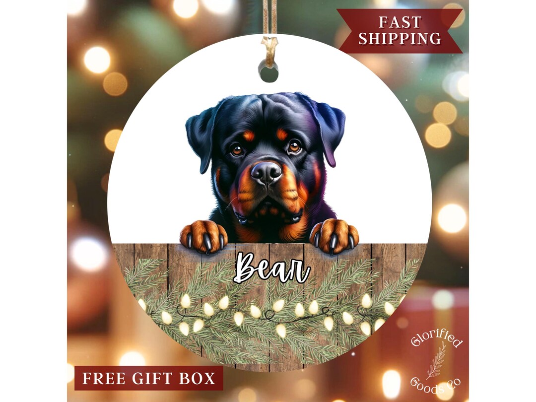 Rottweiler Dog Ornament Personalized Rottweiler Ornament Dog Name ...