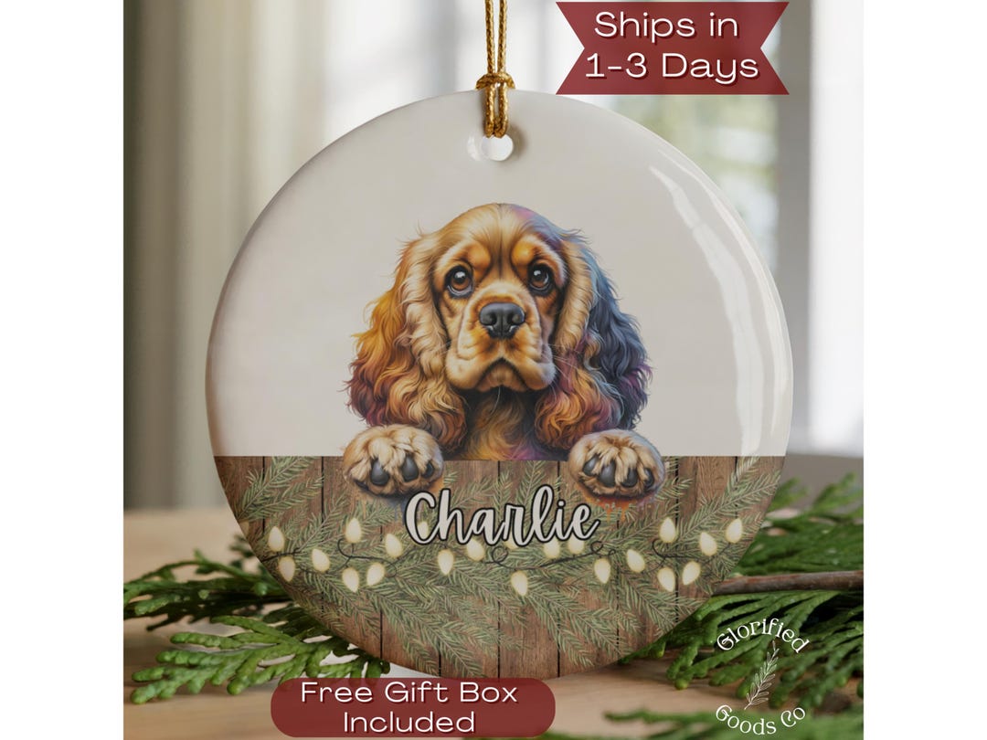 Cocker Spaniel Ornament Personalized Cocker Spaniel Watercolor Image ...