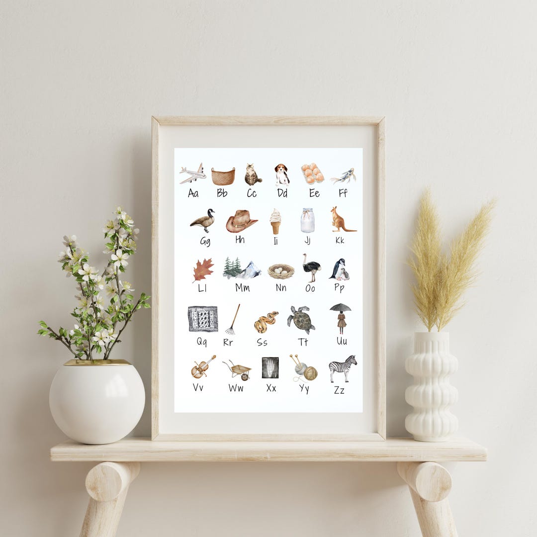 Neutral Watercolor ABC Alphabet Digital Printable Wall Decor Art for ...