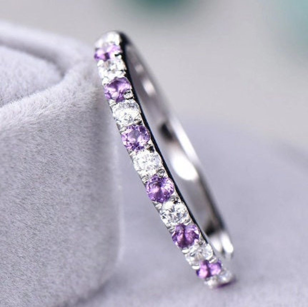 Amethyst Band, Amethyst Wedding Band, 925 Sterling Silver Band ...
