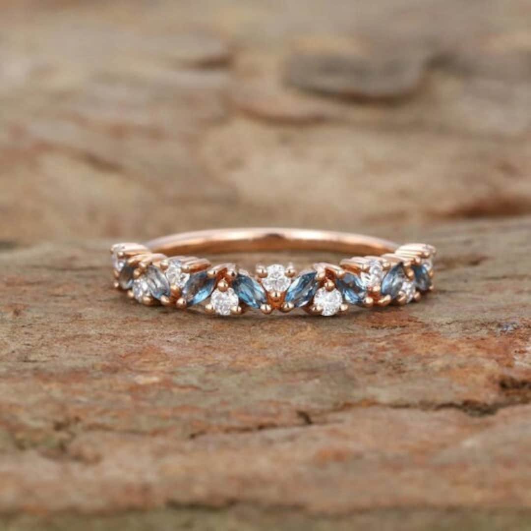 London Blue Topaz Wedding Band, Topaz Half Eternity Band, Topaz ...