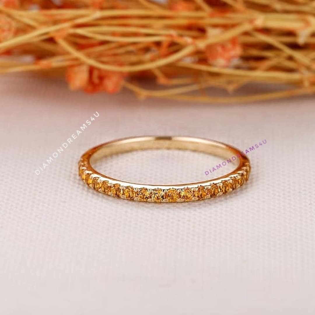 Citrine Band, 14k Gold Band, Natural Citrine Ring, Half Eternity Band ...
