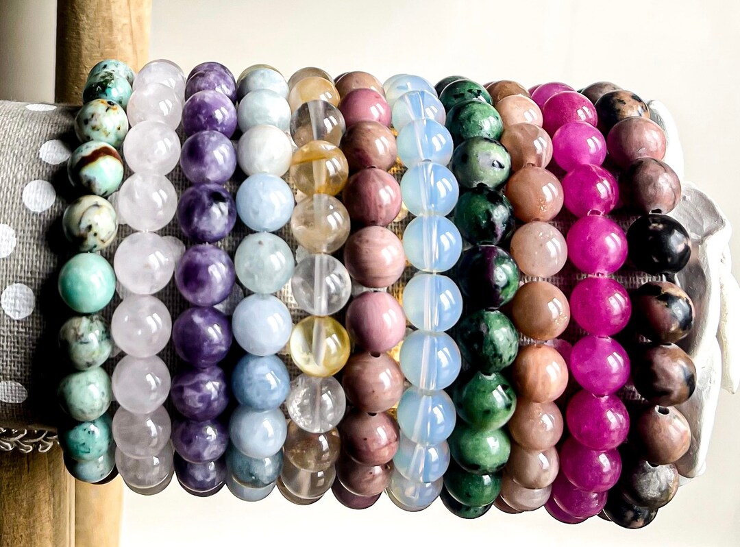 8mm Natural Stone Stretch Bracelets - Etsy