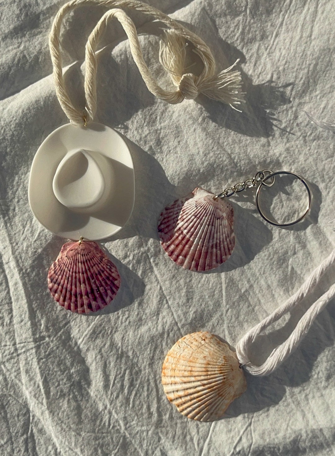 Dainty Seashell Keychain, Real Scallop Shells, Real Seashell Keychain ...