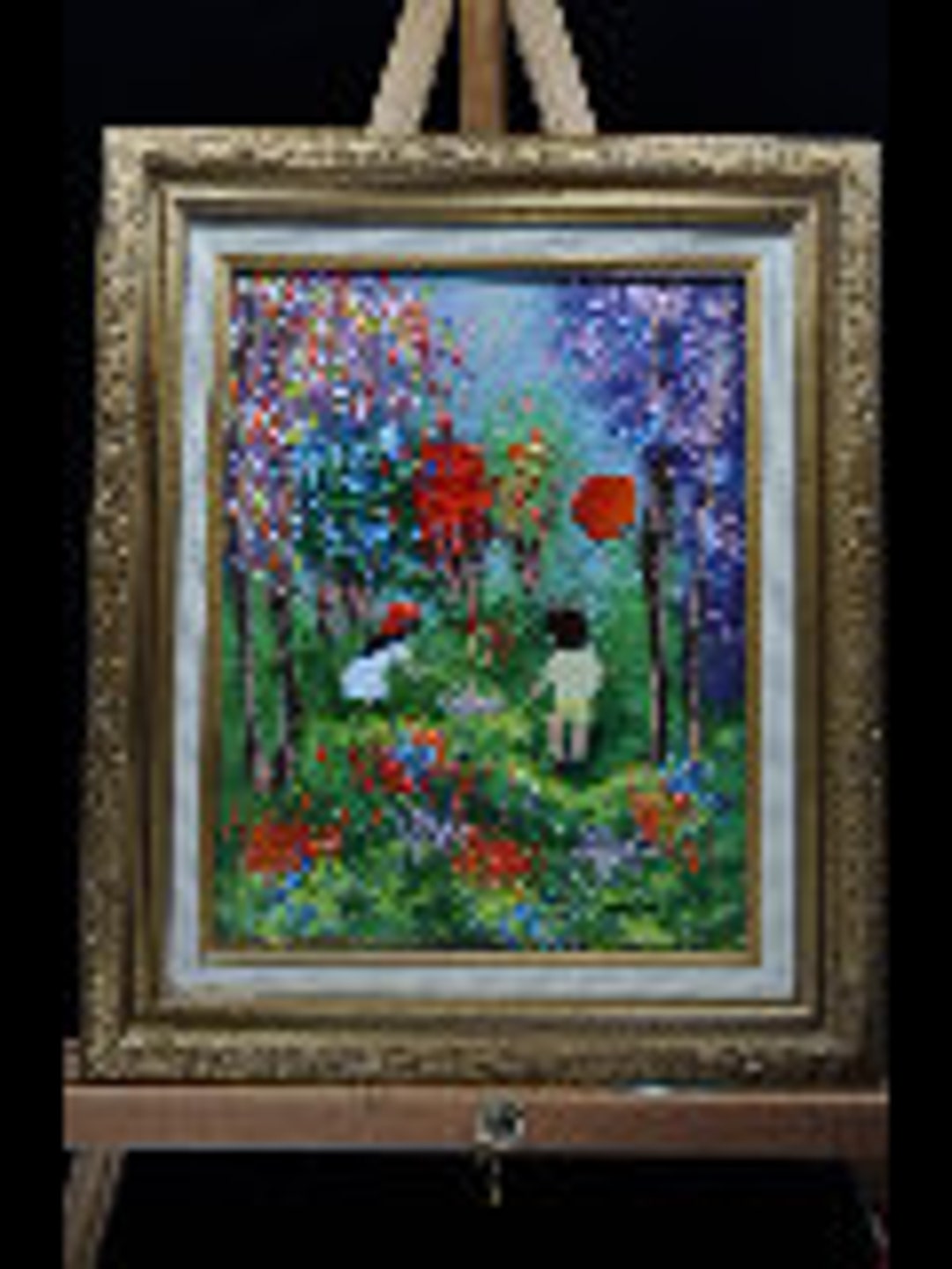 Vintage Louis Cardin Enamel Painting With Frame, Enamel Painting of ...