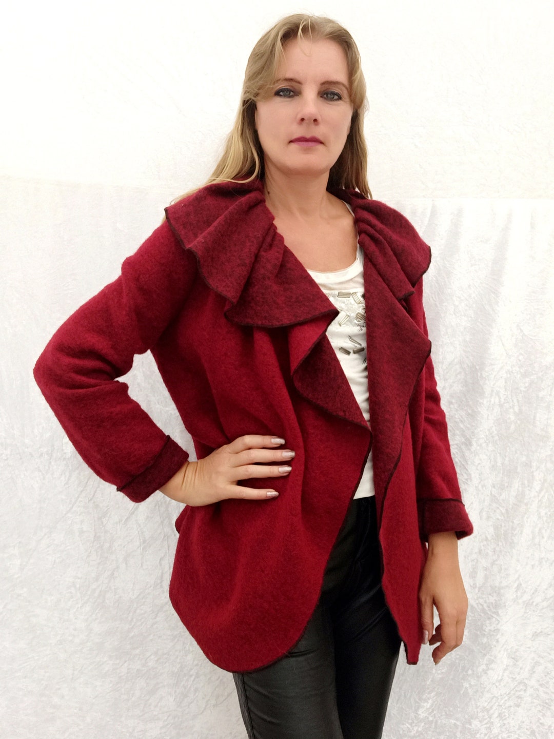 Women's Jacket, Coat, Wool Jacket Extra BIG in M-XXL Made of Boiled ...