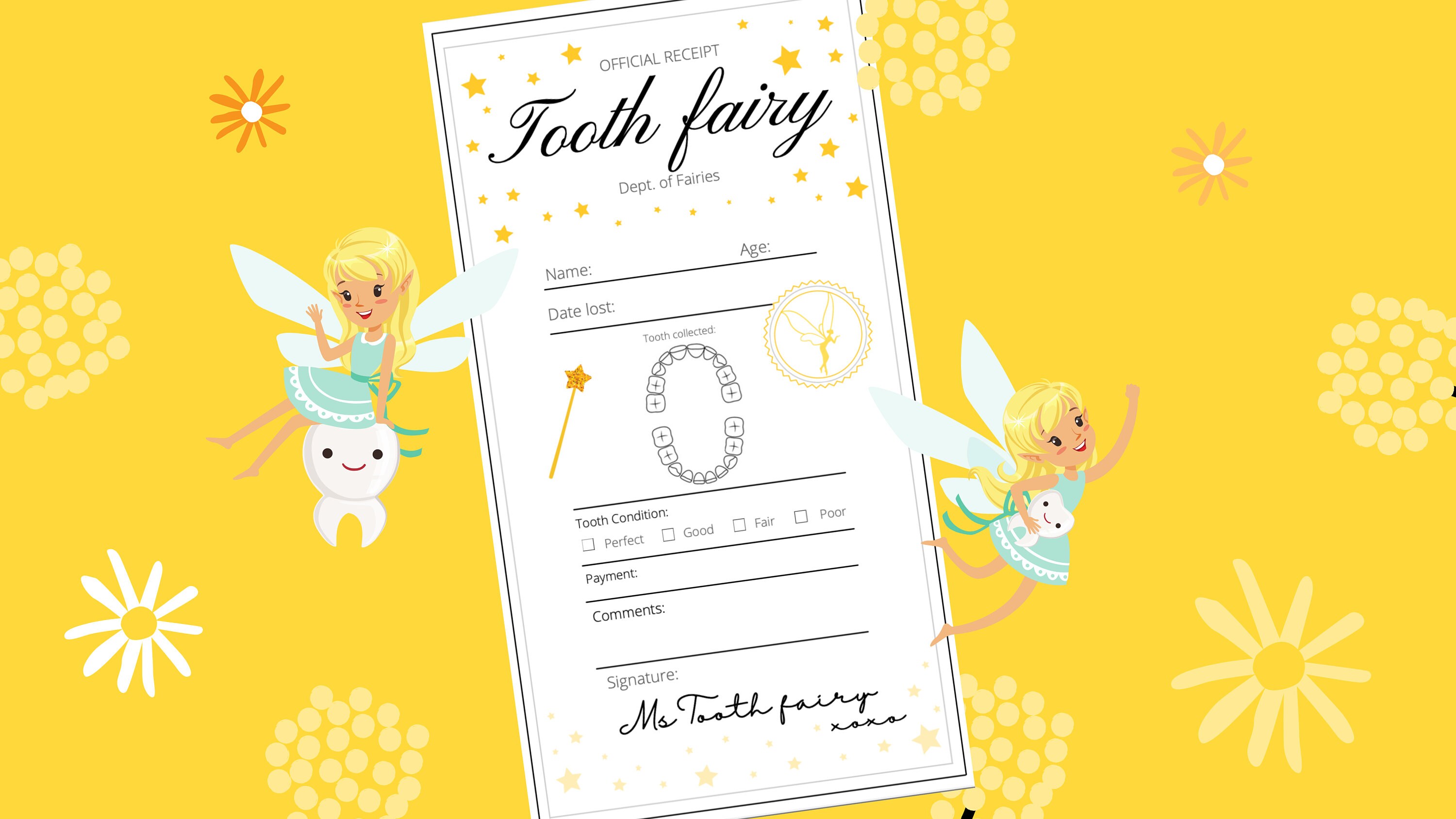 Tooth Fairy Receipt, Printable PDF, First Tooth Lost - Etsy