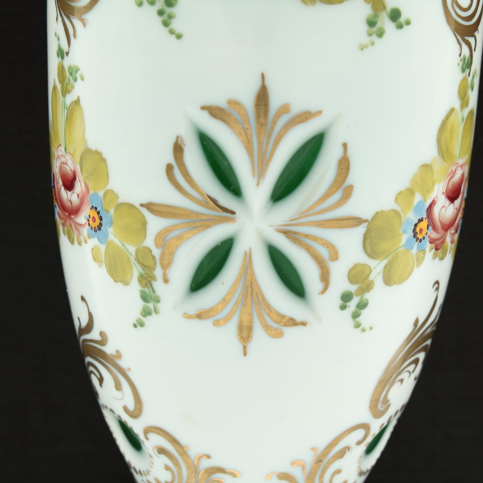 Antique Bohemian Glass Vase Overlay Opaline on Green, 20.5cm High - Etsy