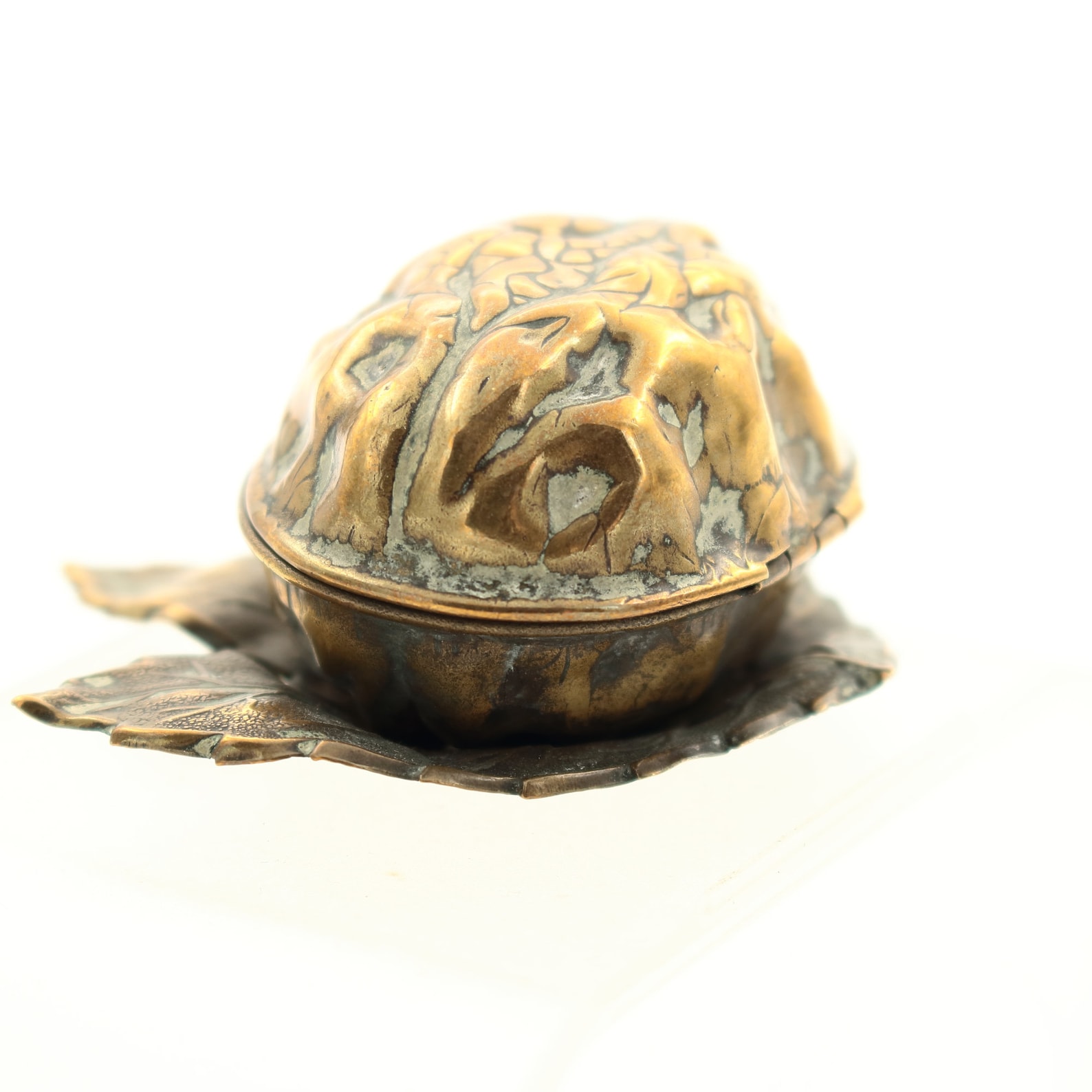 Victorian Brass Needle Case by W Avery Redditch Walnut on a Leaf Base ...