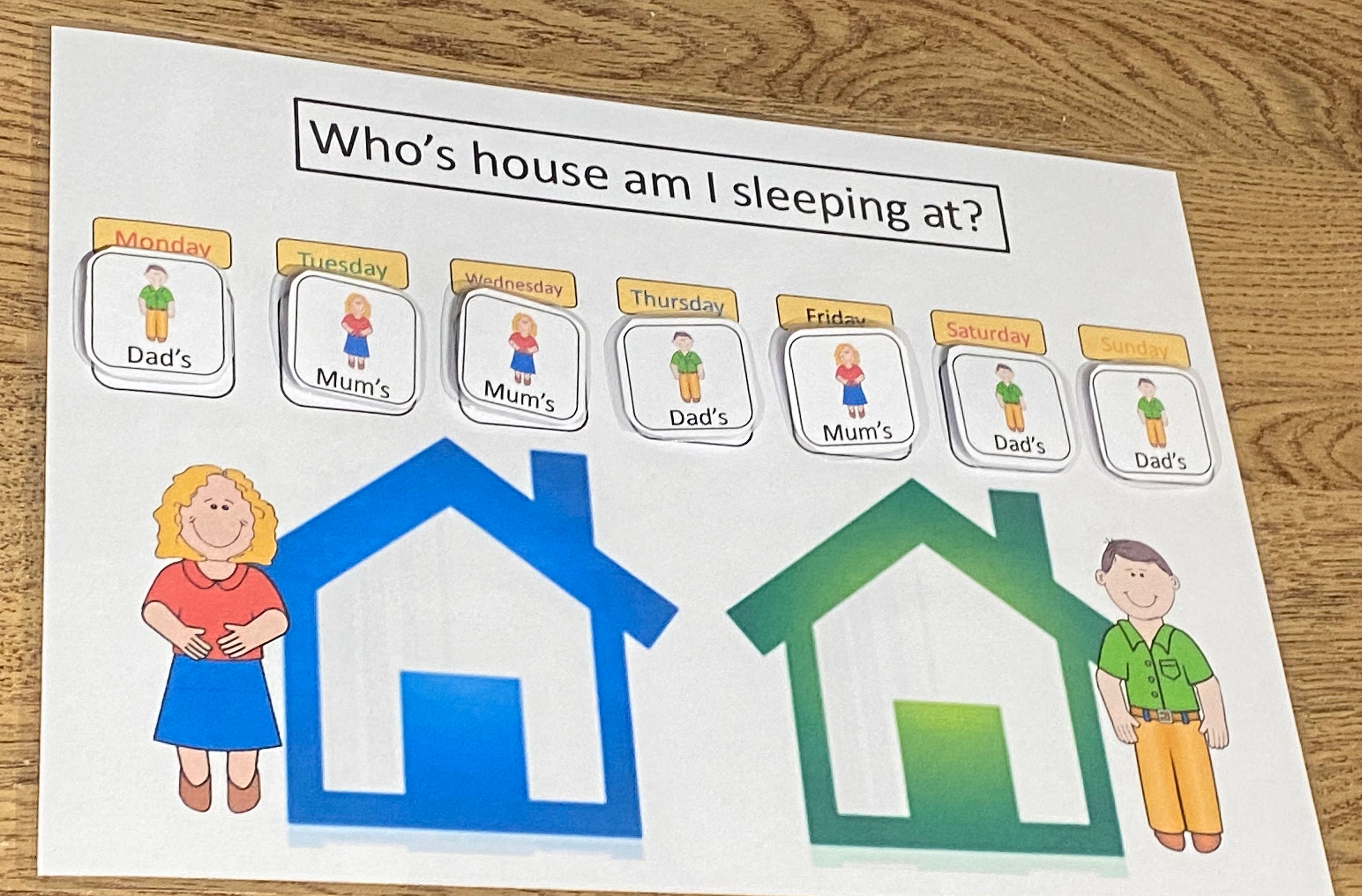 Whos House Am I Sleeping At Visual Aid for Young Children - Etsy