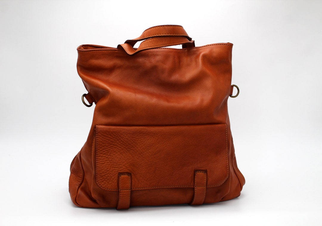 Soft Lather Bag Backpack Leather Handbag Made in Italy Soft Totes - Etsy