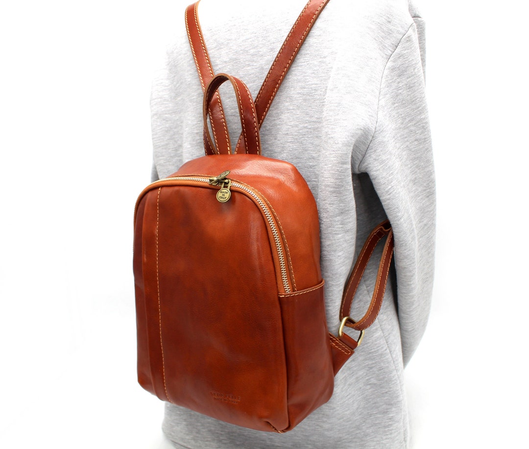 Leather Backpack Italian Handmade Leather Bag Vegetable Tanned Leather ...