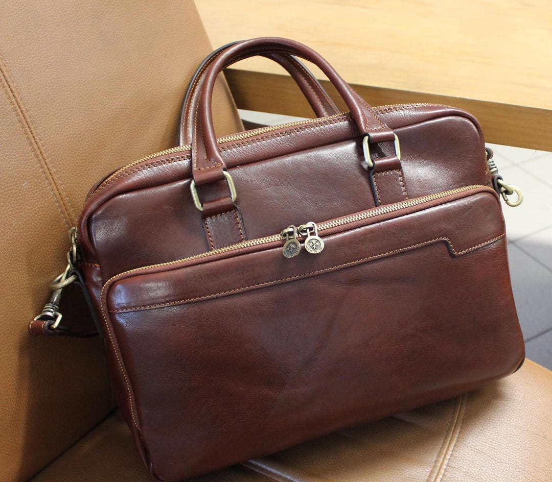Leather Briefcase, Business Documents Handbag - Laptop Bag Brown - Made ...
