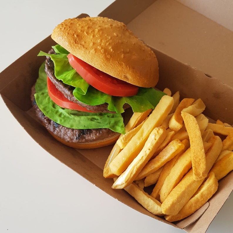 Fake Faux Realistic Hamburger and Fries for Display, Decoration, and ...