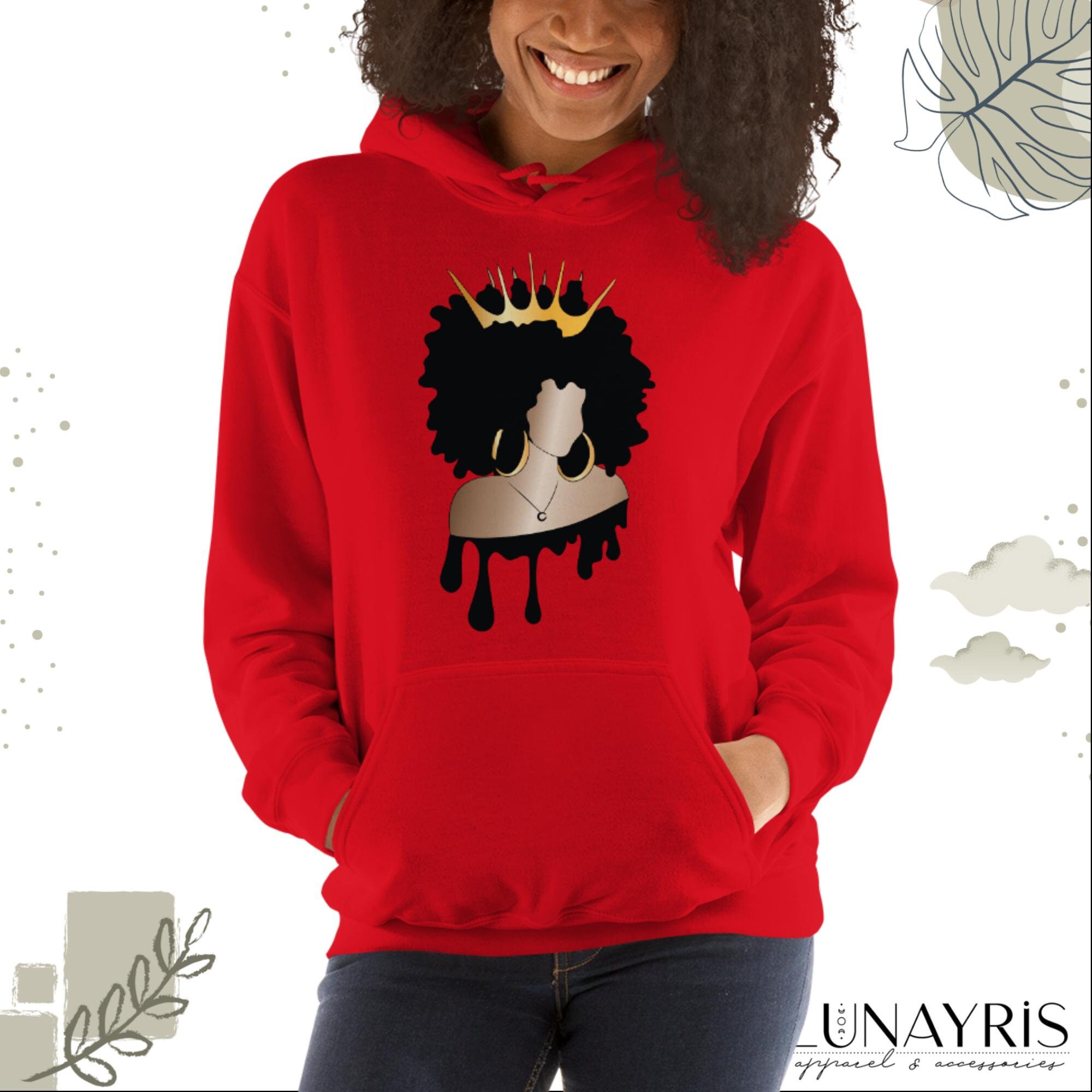 Afro Girl With Crown Dripping Hoodie Black Girl Queen Empowering Ladies ...