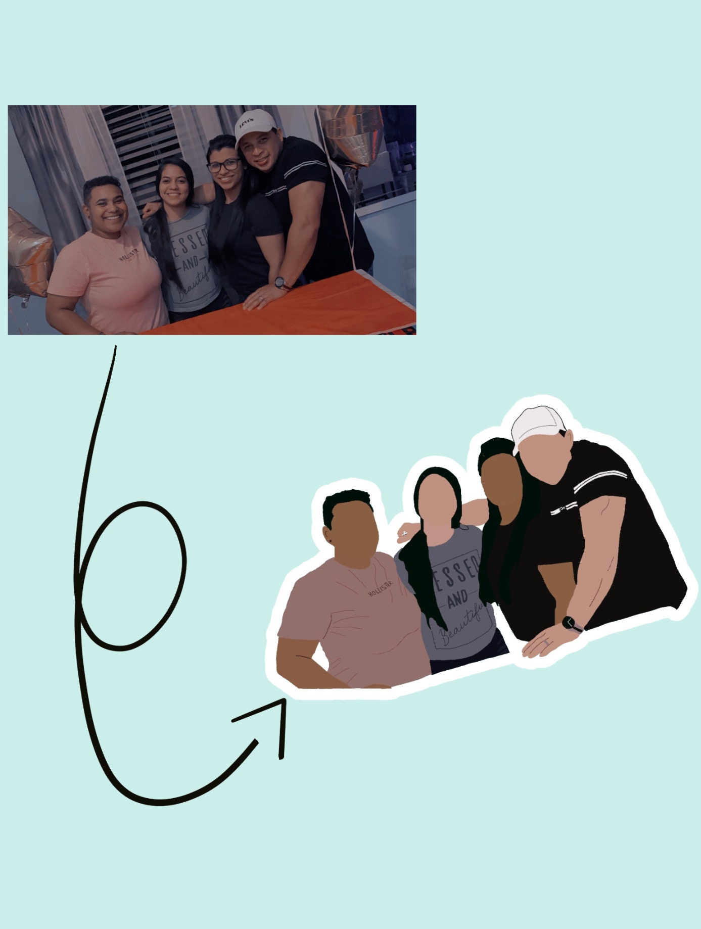Custom Photo Drawing Sticker, Custom Portrait Sticker, Couple Gifts ...