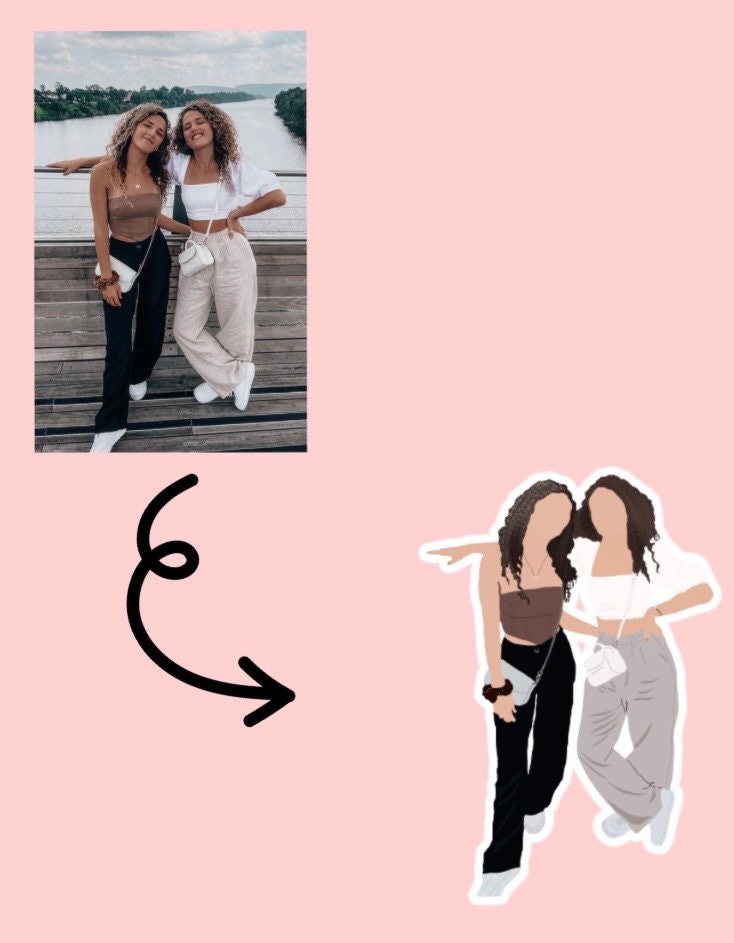 Custom Photo Drawing Sticker, Custom Portrait Sticker, Couple Gifts ...