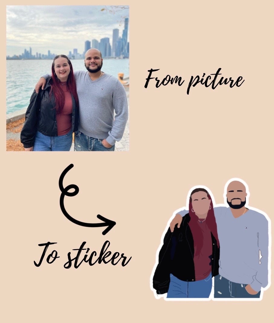 Custom Photo Drawing Sticker, Custom Portrait Sticker, Couple Gifts ...