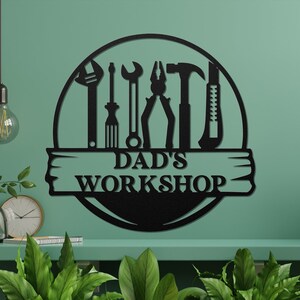 Workshop Sign, Custom Workshop Signs, Personalized Gifts for Dads, Dad Christmas Gift From ...
