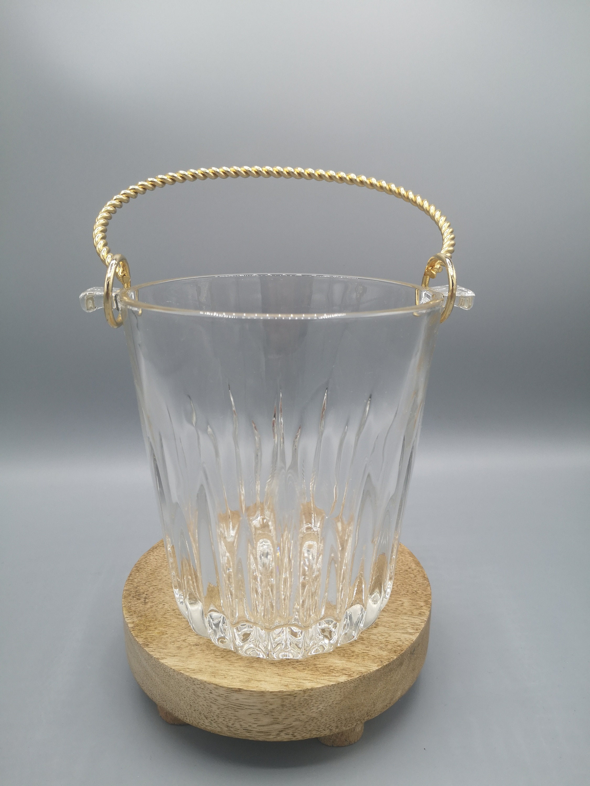 Vintage Crystal Ice Bucket With Gilded Handle Stunning Art - Etsy