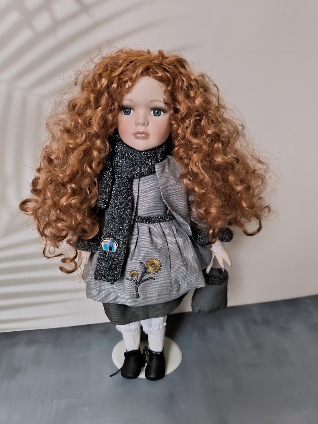 Vintage Porcelain Doll With Gorgeous Copper-coloured Curly Hair ...