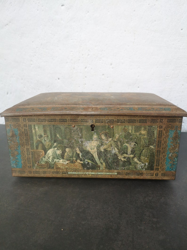 Stunning Large Tin Box Vintage 19th Century With Hinged Lid - Etsy