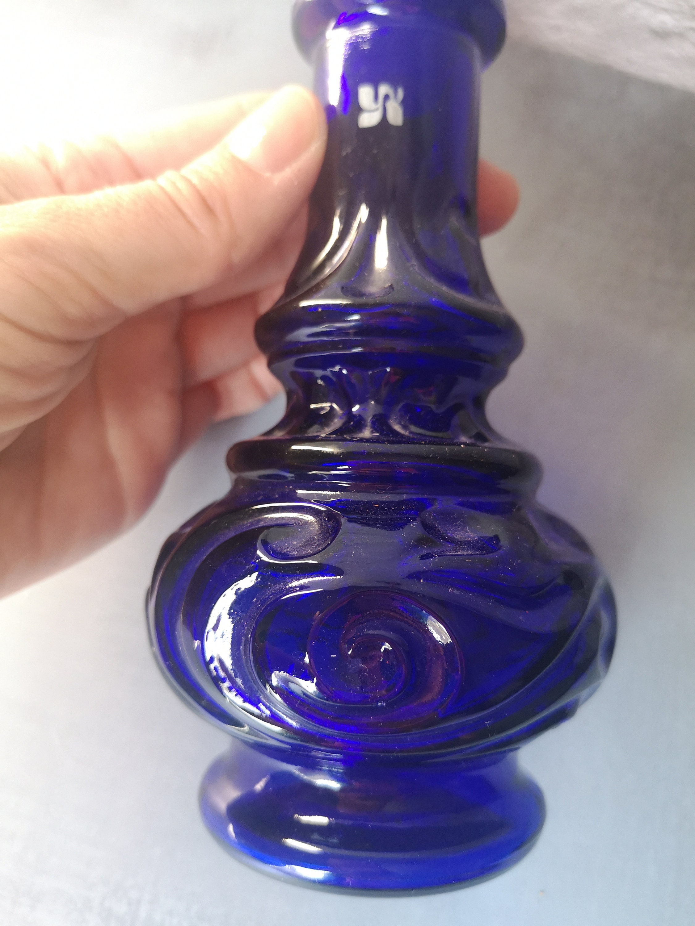 Vintage Blue Glass Figural Bottle Beautiful Decorative Bottle - Etsy