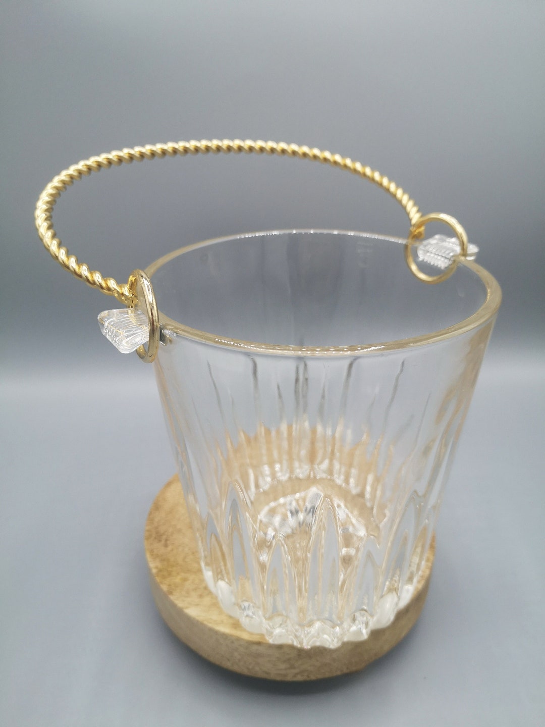 Vintage Crystal Ice Bucket With Gilded Handle, Stunning Art Deco Style Ice Bucket, an Exquisite ...