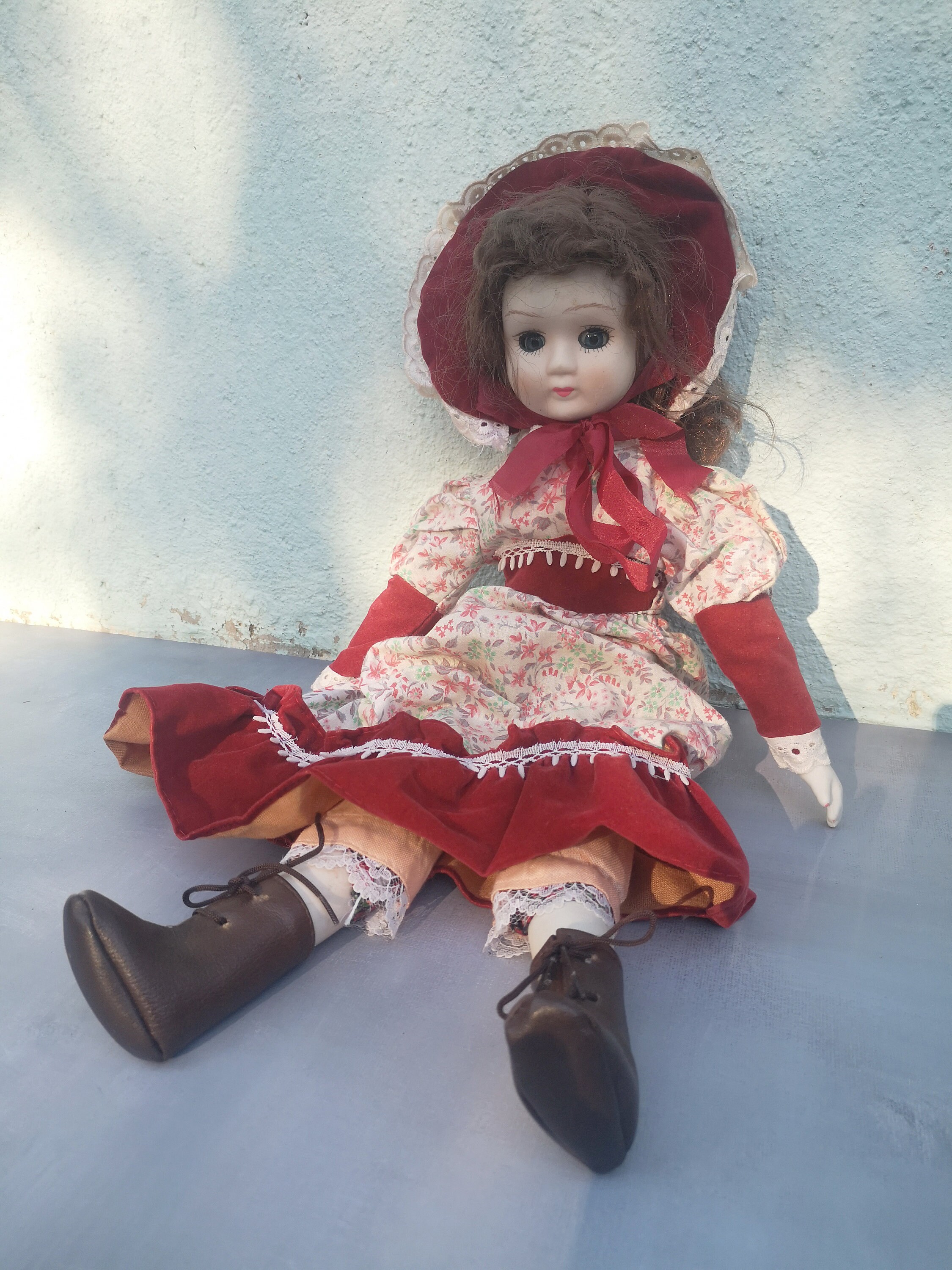 Vintage Doll With Porcelain Head Arms and Legs Rag Body - Etsy