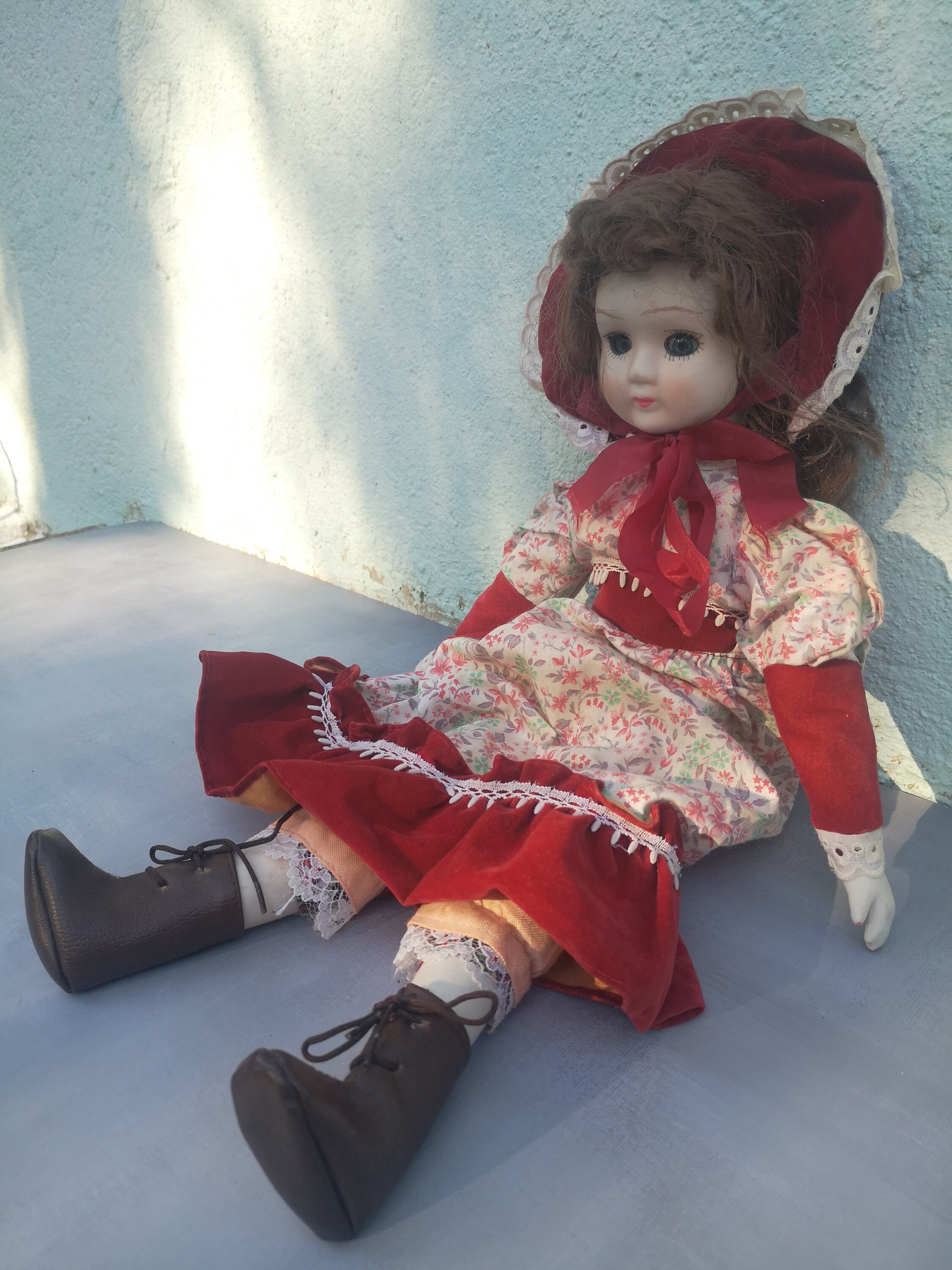 Vintage Doll With Porcelain Head Arms and Legs Rag Body - Etsy