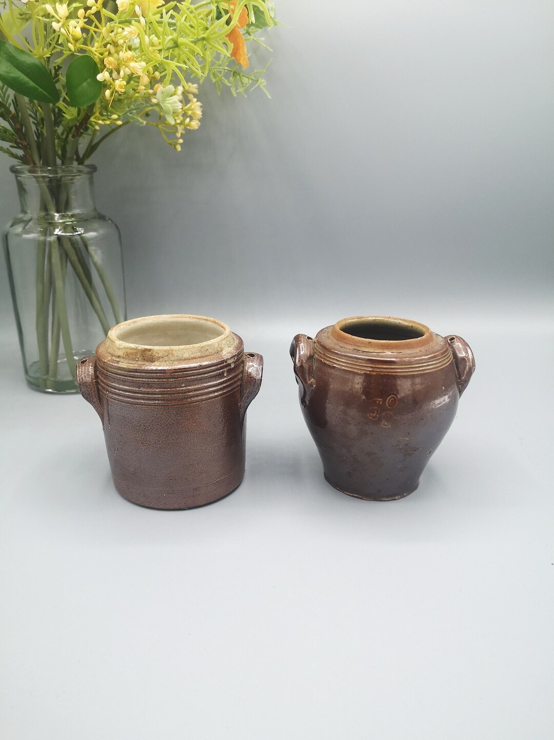 Vintage French Sandstone Pots, Cute Pots for Home Decoration, Vintage ...